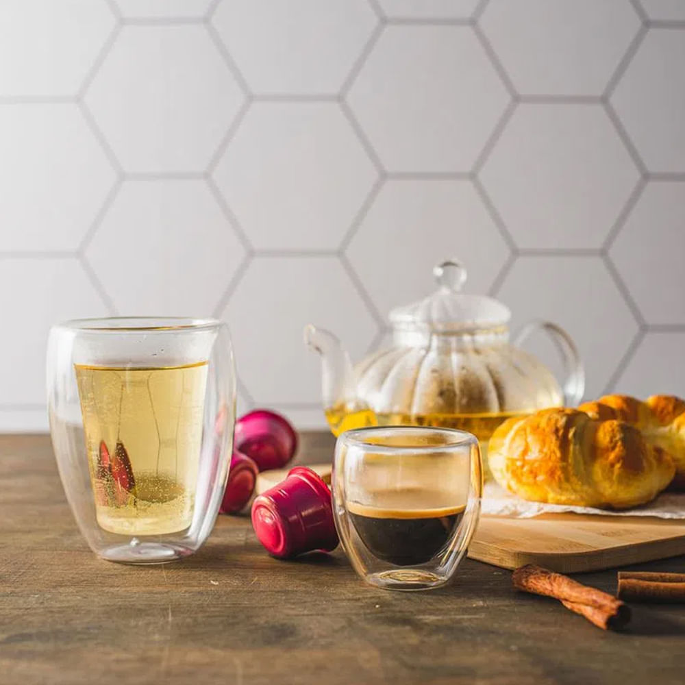 Conjunto 4 Copos de Chá Lyor Parede Dupla 260ml - lojaskubbo