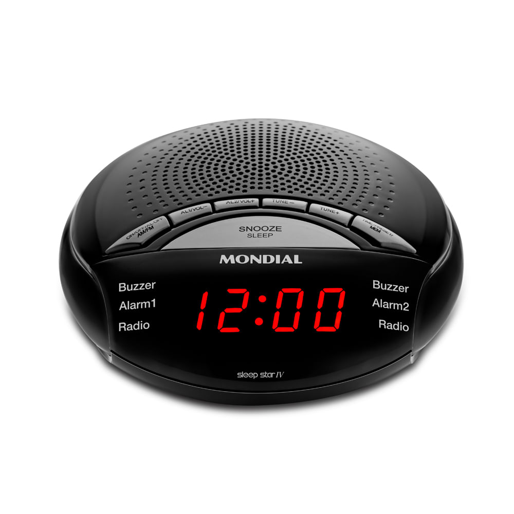 Rádio Relógio Despertador Mondial Sleep Star AM FM Bivolt - lojaskubbo