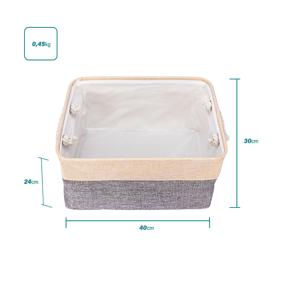 Cesto Caixa Organizadora De Tecido Linho Artiko Box Dobrável Multiuso - lojaskubbo